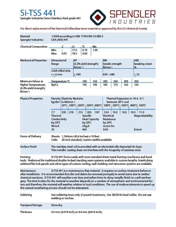 Terne | Spengler Industries